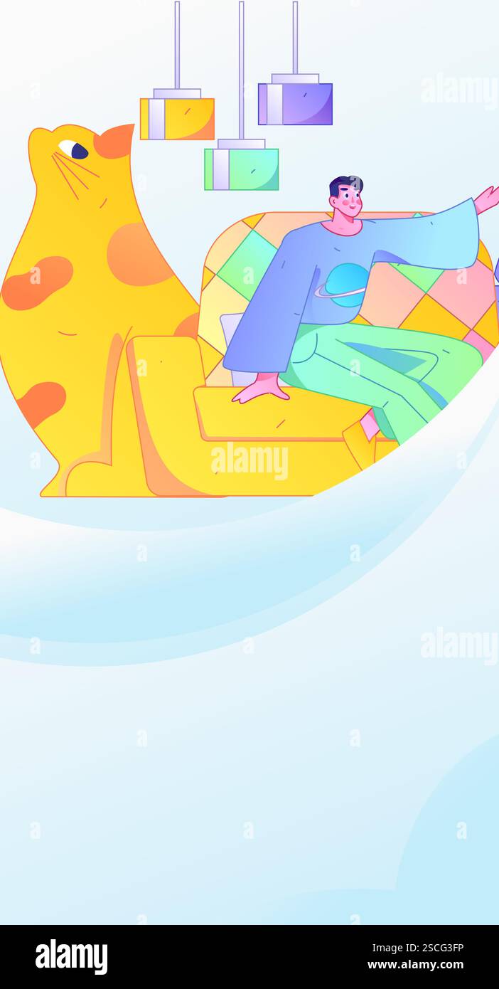 Home indoor character scene flat vector concept operation hand drawn ...