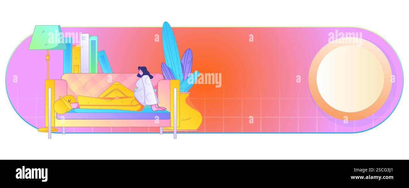 Home indoor character scene flat vector concept operation hand drawn ...