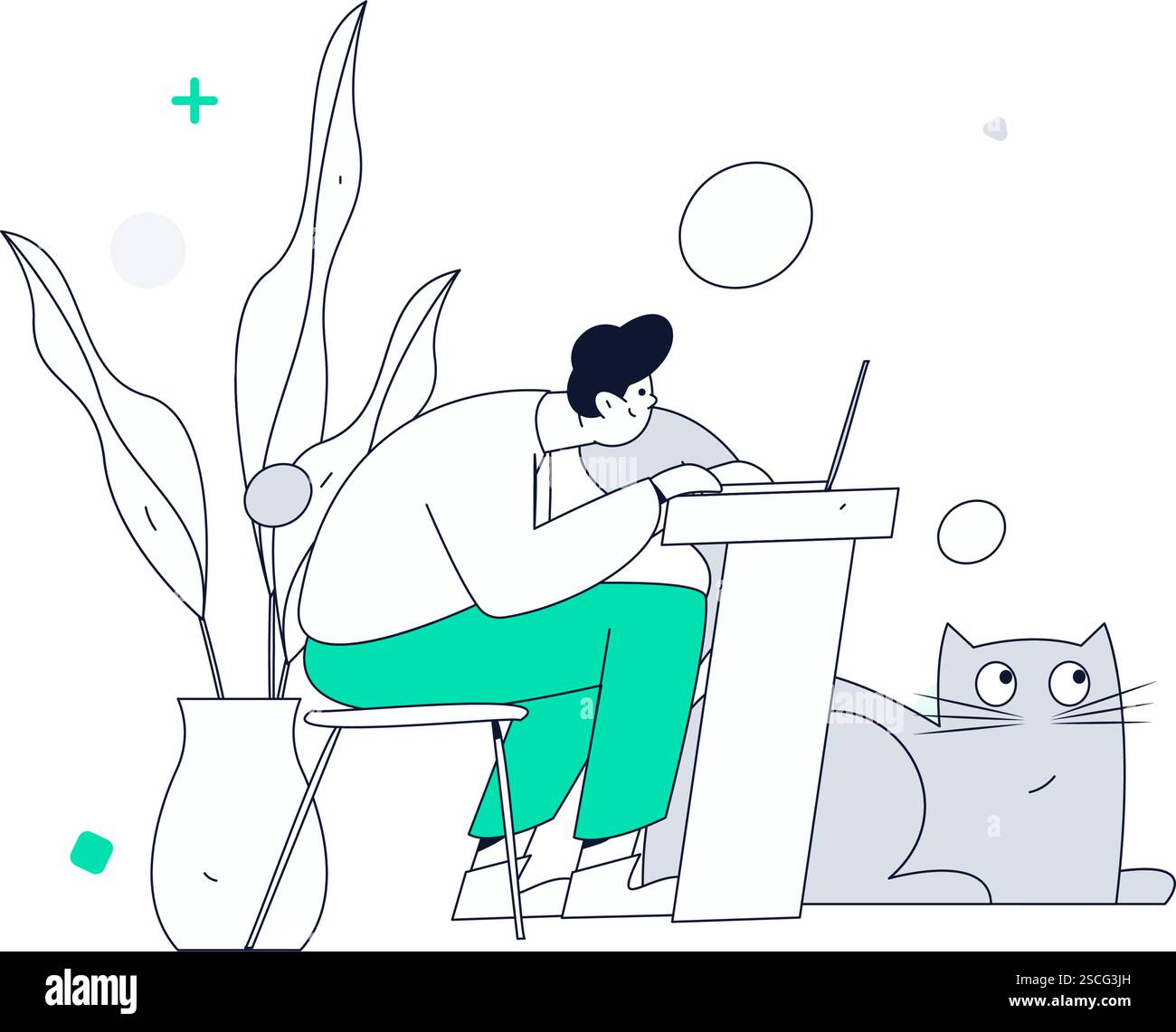 Home indoor character scene flat vector concept operation hand drawn ...