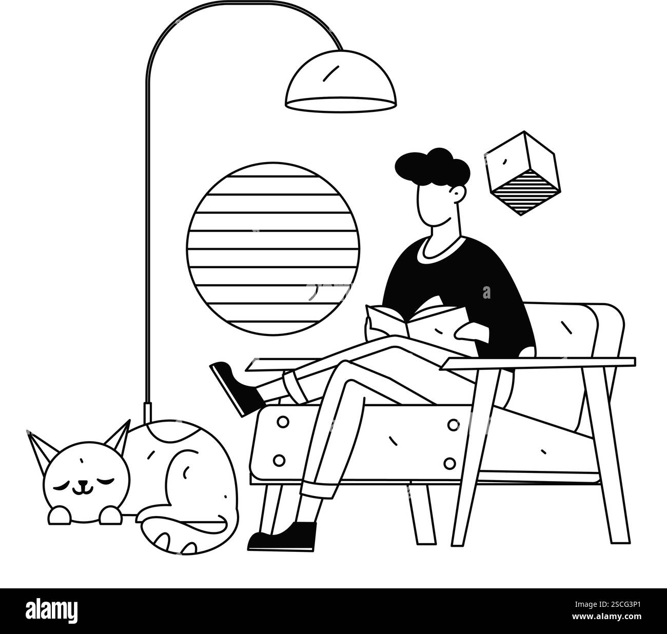 Home indoor character scene flat vector concept operation hand drawn ...