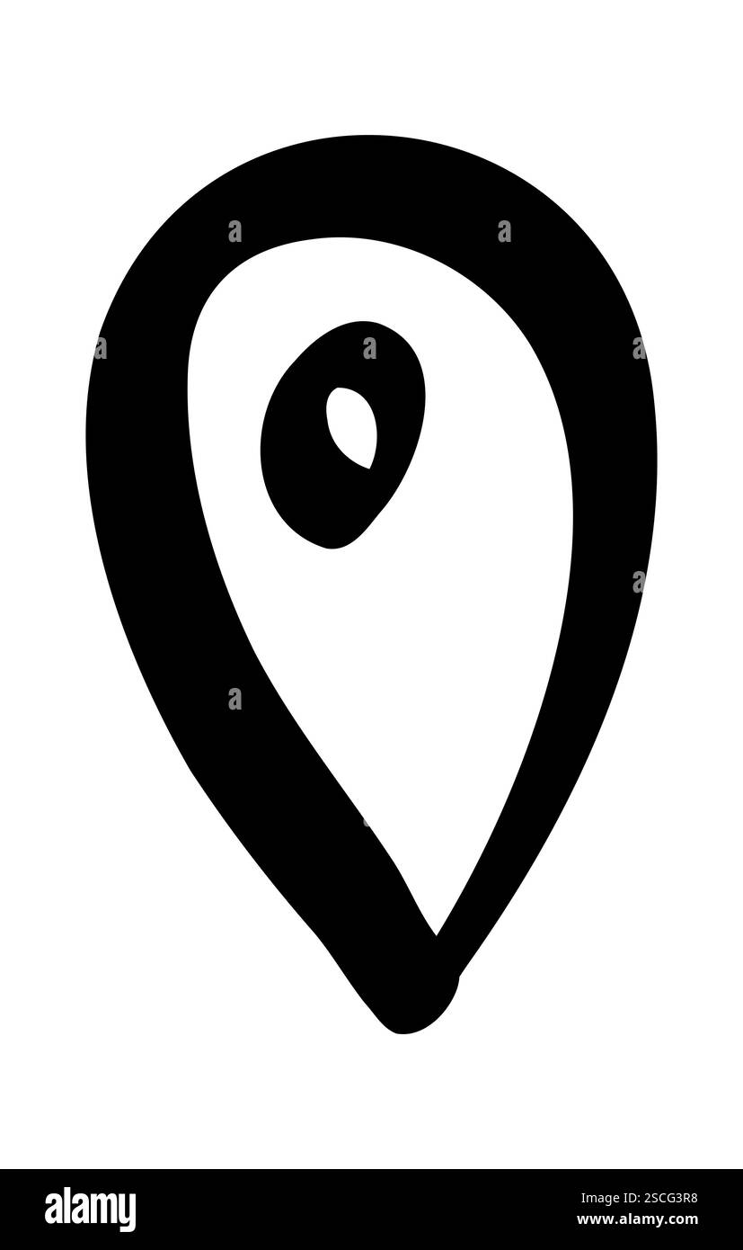 Doodle map pin, hand drawn navigation, sign location. Set isolated on ...