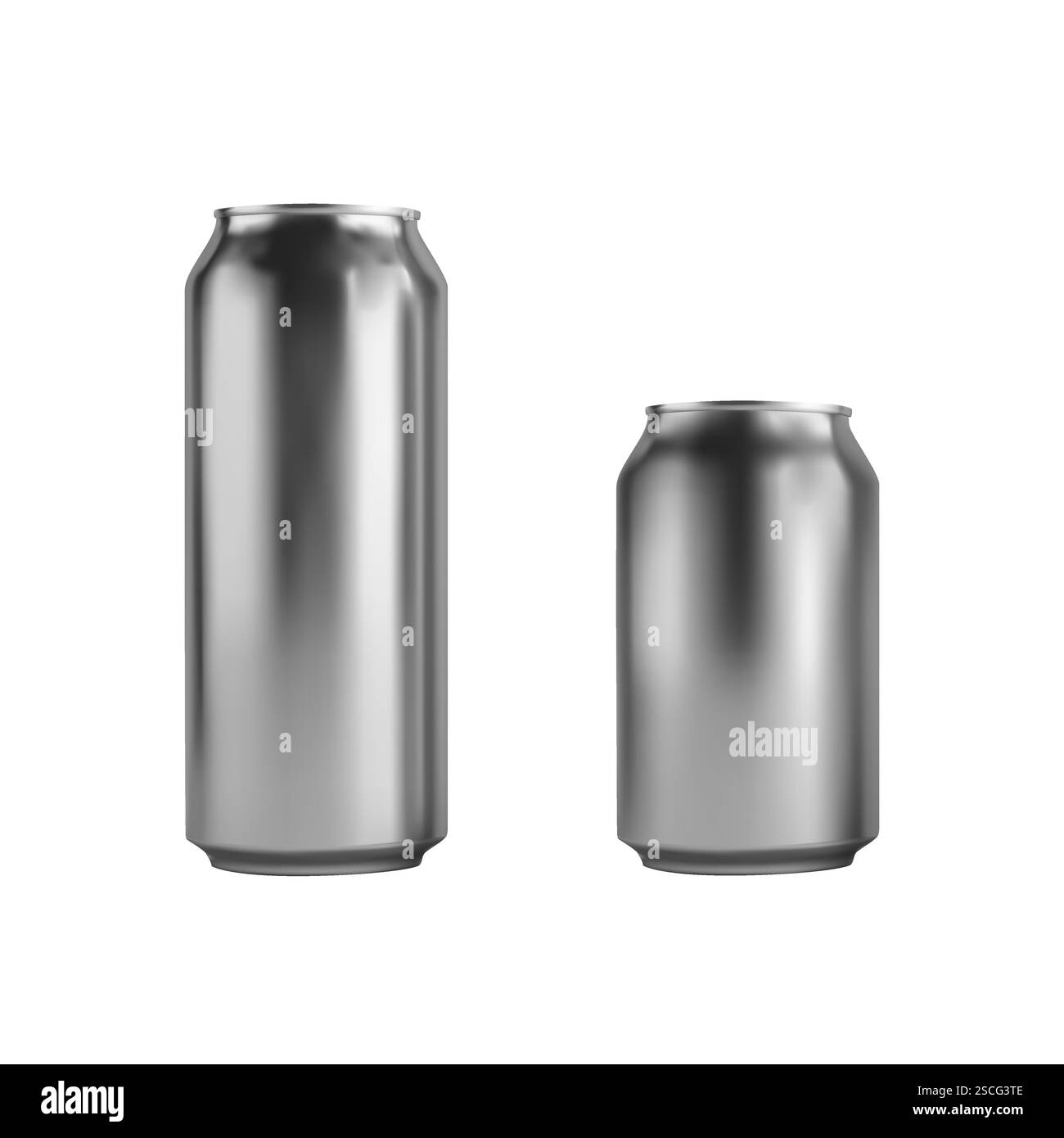 Realistic Tall and Short Silver Aluminum Beer and Soda Cans for Branding, Product Mockups, and ...