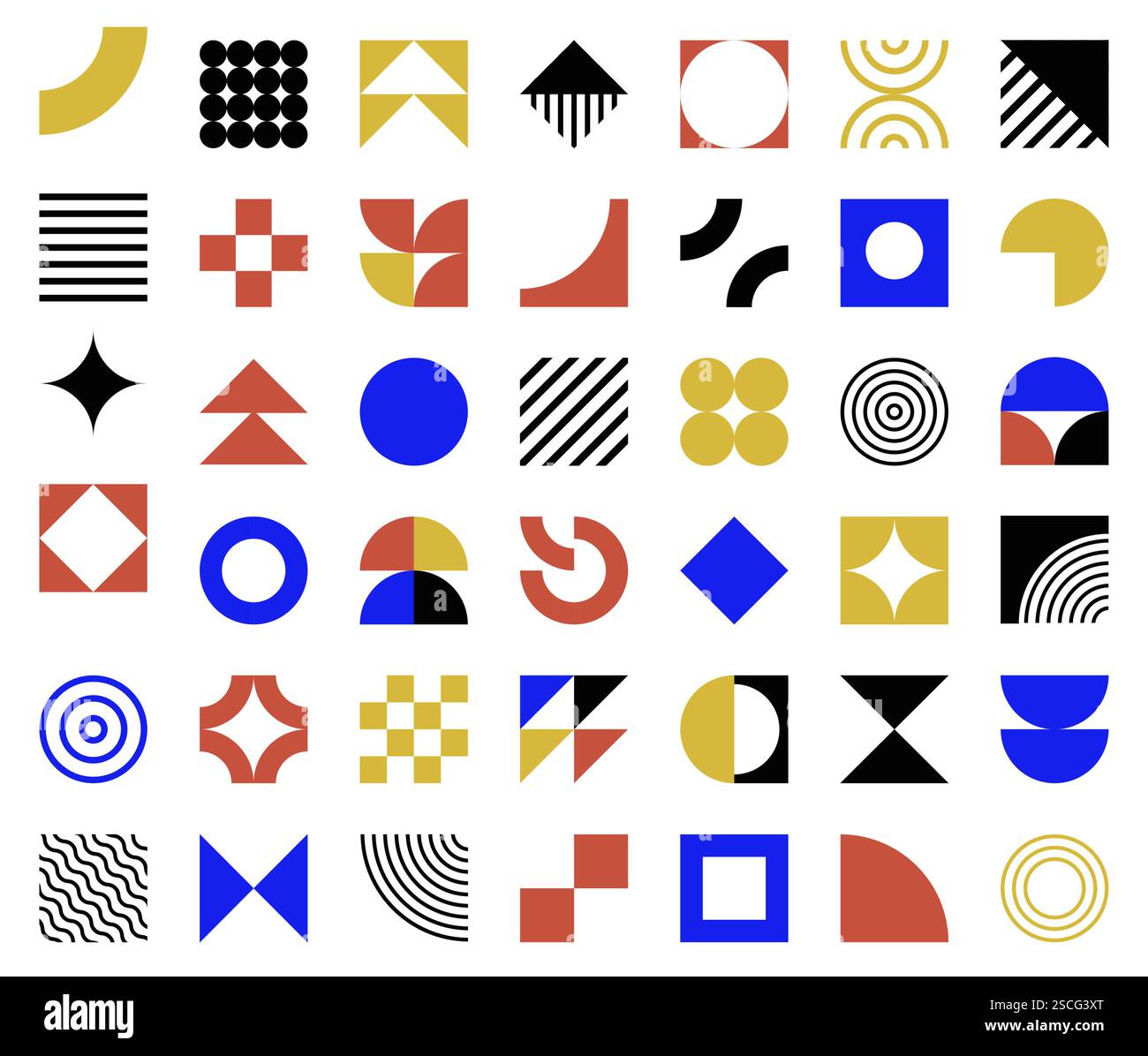 Trendy Geometric Abstract Patterns and Shapes Set with Bauhaus and ...