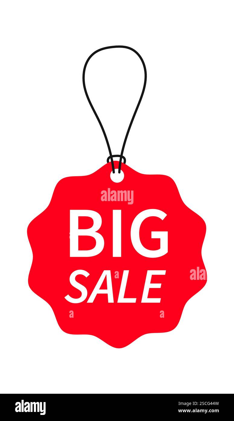 Red sale labels. Realistic price tags mockups. Vector hanging tag set ...