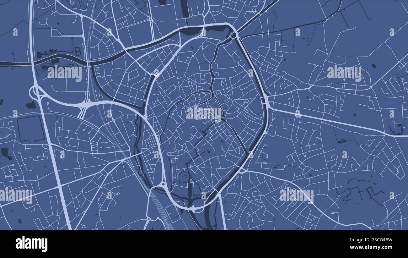 Blue Bruges map, Belgium. Vector city streetmap, municipal area Stock ...