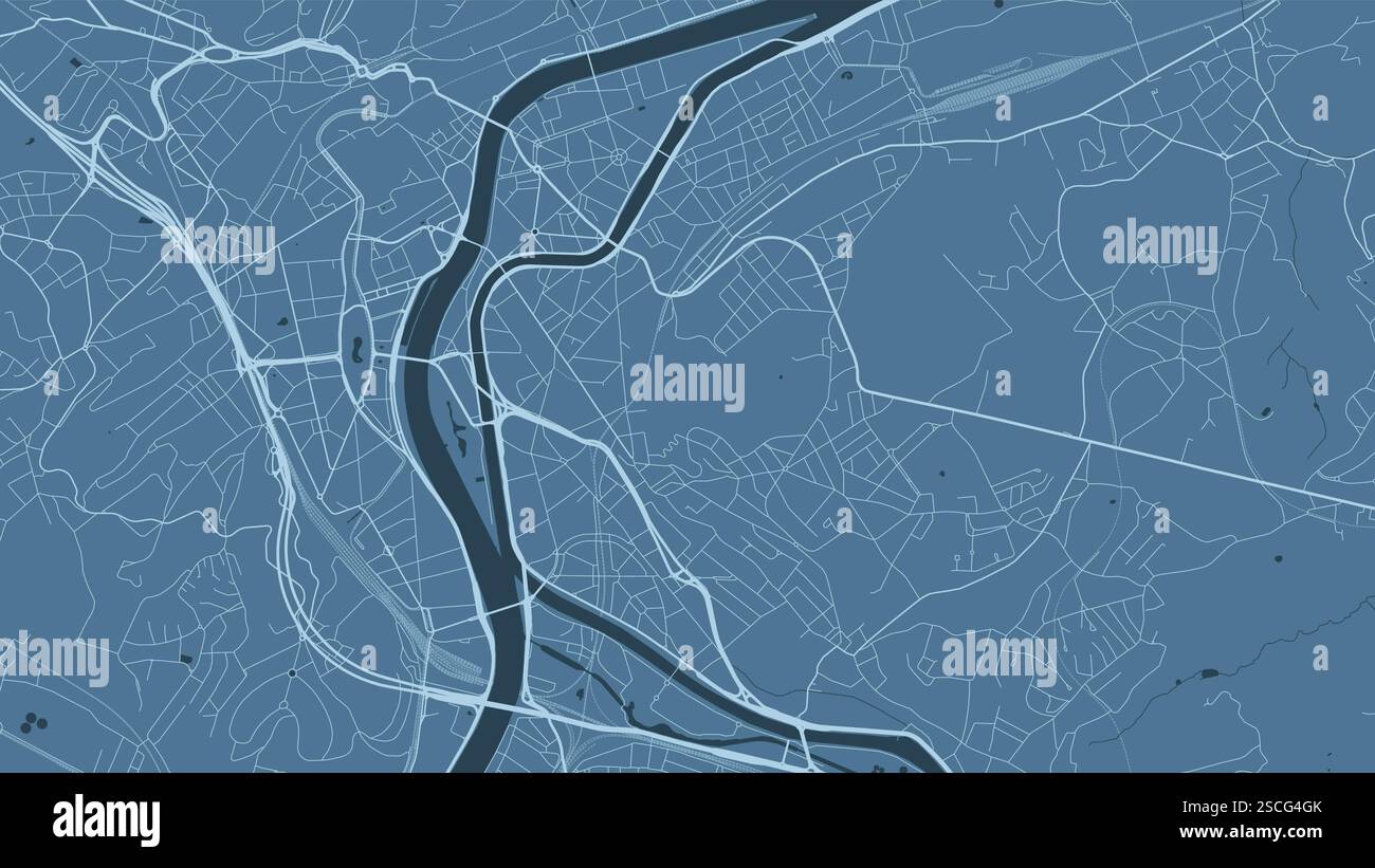 Blue Liege map, Belgium. Vector city streetmap, municipal area Stock ...