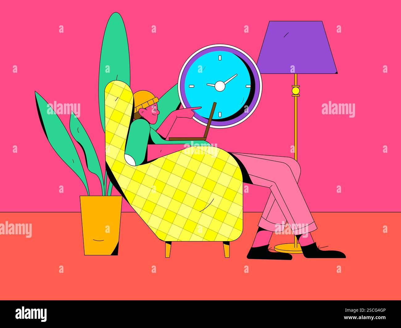Home indoor character scene flat vector concept operation hand drawn ...