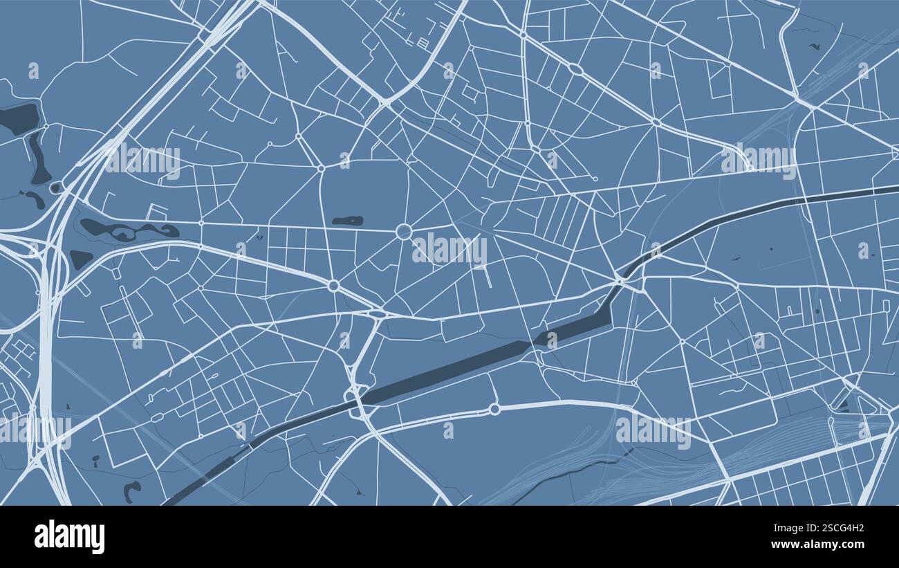 Blue Anderlecht map, Belgium. Vector city streetmap, municipal area ...