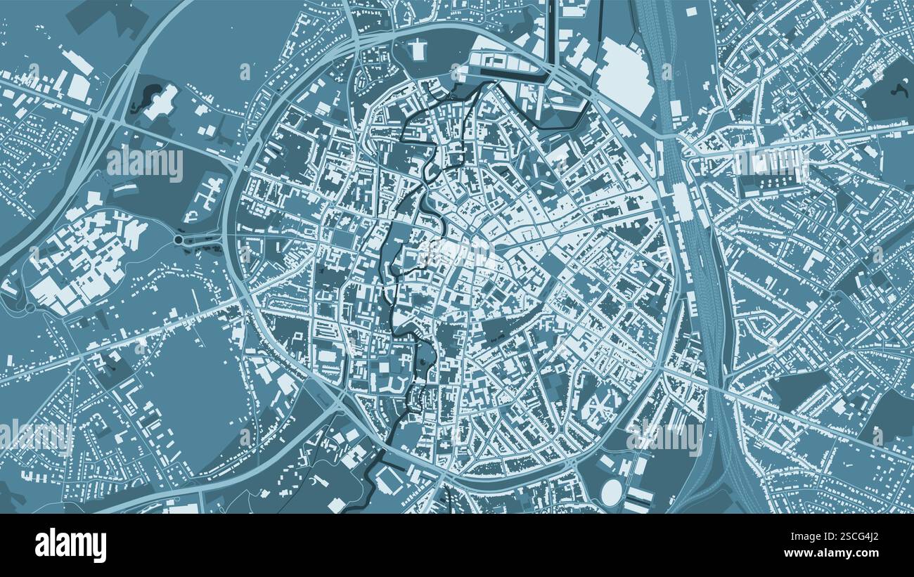 Blue Namur map, Belgium. Vector city streetmap, municipal area Stock ...