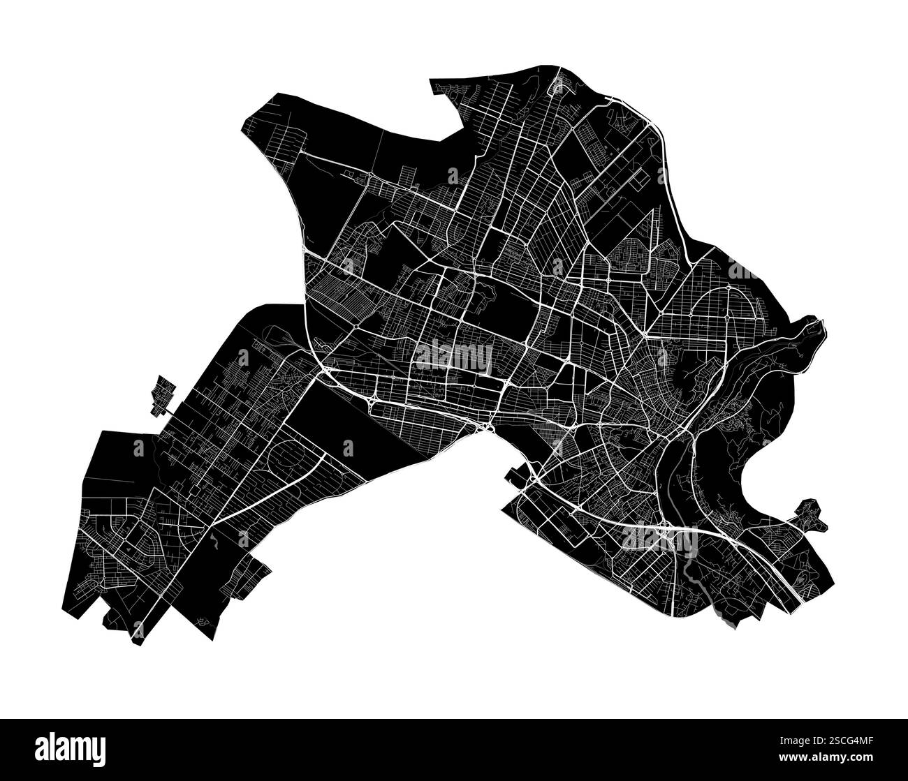 Map of Karaj, Iran. Detailed city vector map, metropolitan area with ...