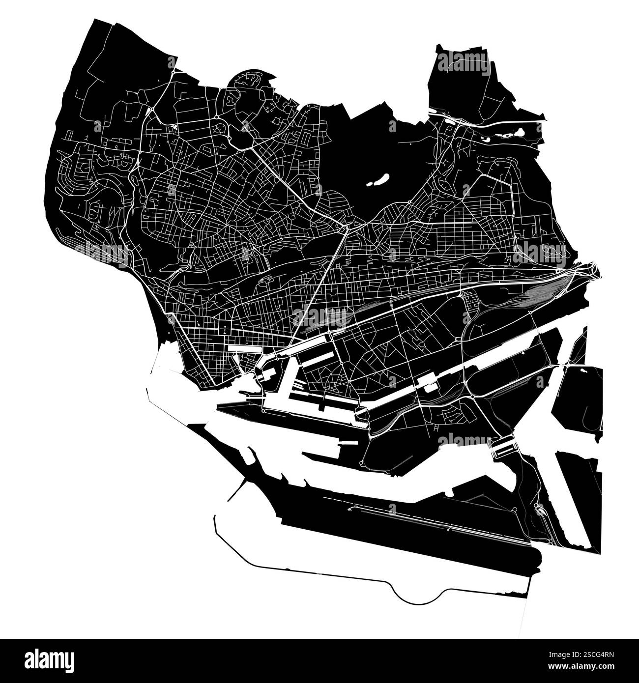 Map of Le Havre, France. Detailed city vector map, metropolitan area ...