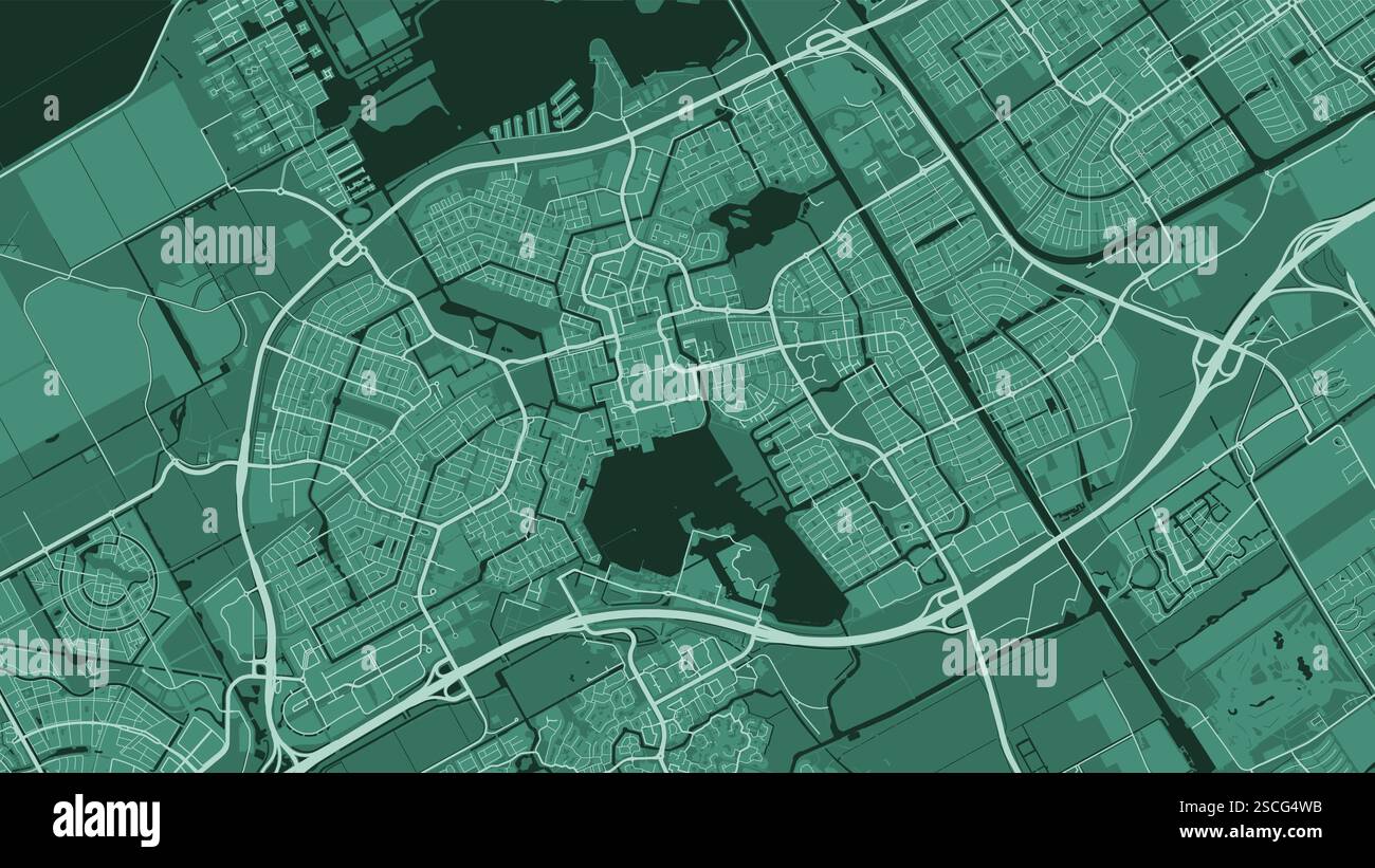 Green Almere map, Netherlands. Vector city streetmap, municipal area ...