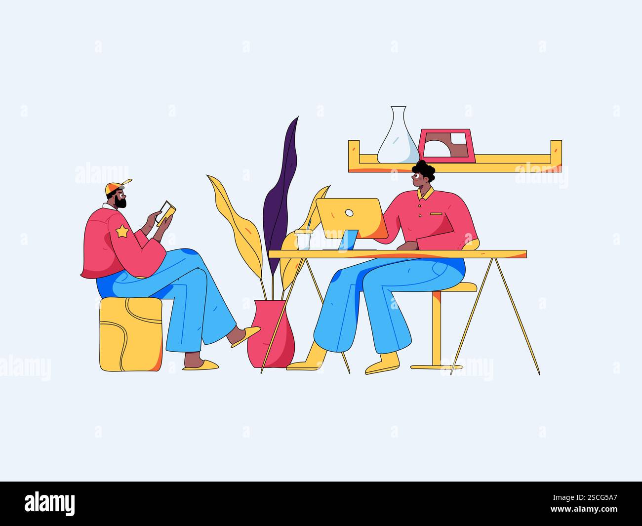 Home indoor character scene flat vector concept operation hand drawn ...