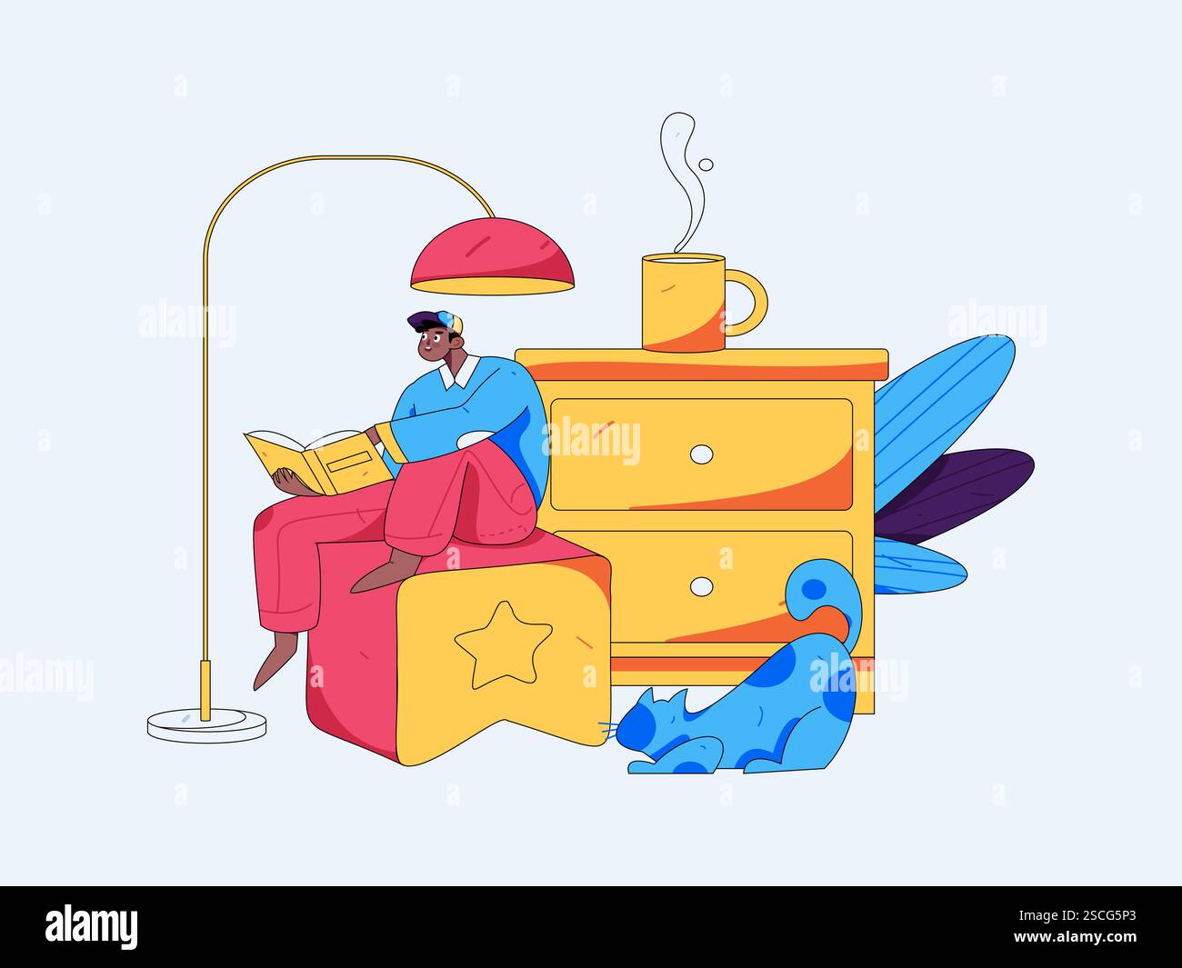 Home indoor character scene flat vector concept operation hand drawn ...