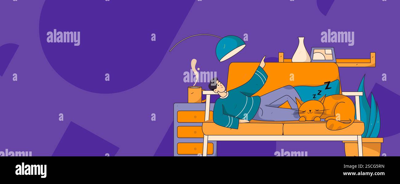 Home indoor character scene flat vector concept operation hand drawn ...