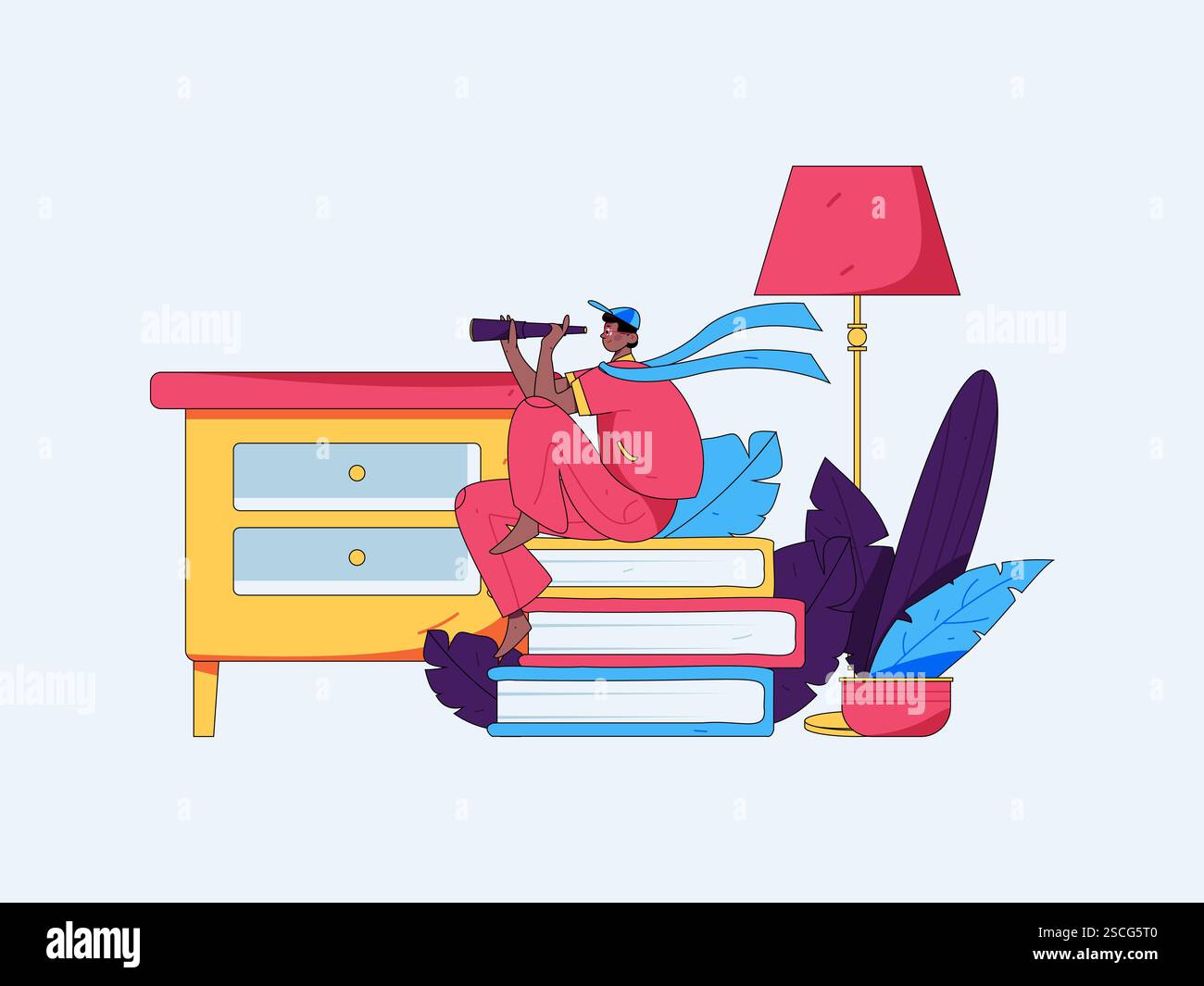 Home indoor character scene flat vector concept operation hand drawn ...
