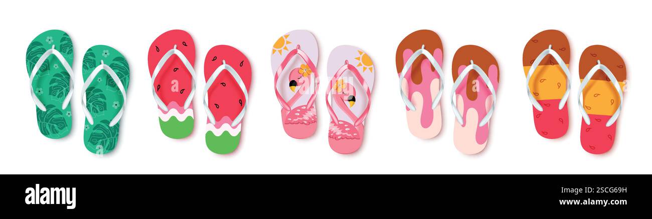 Flip flop icon clipart set. Summer colorful slipper clipart collection ...