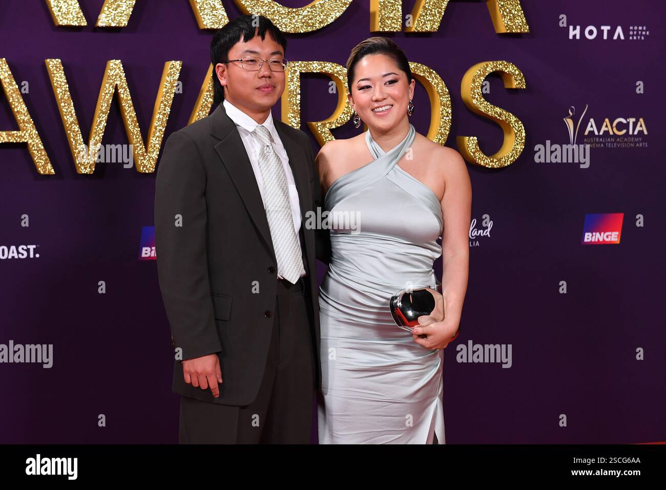Brisbane, Australia. 07th Feb, 2025. Aaron Chen and Esther Shim pose for a photograph on the red ...