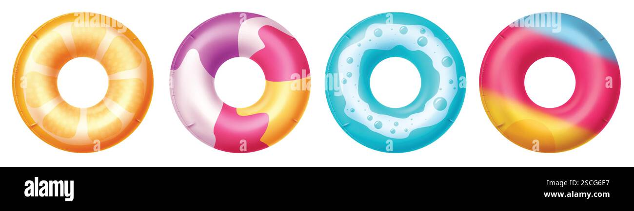 Summer floaters clipart set. Colorful inflatable ring floater clip art ...