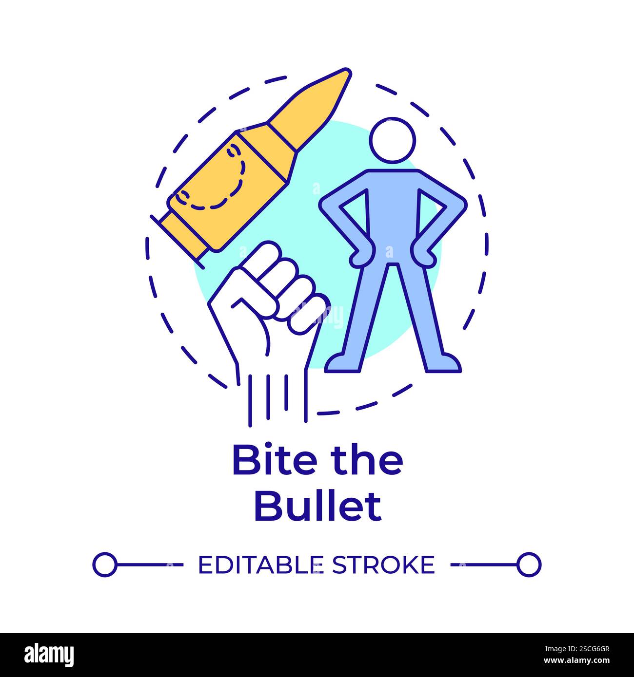 Bite the bullet multi color concept icon Stock Vector Image & Art - Alamy