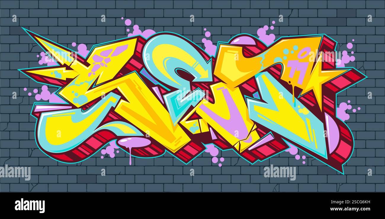 Street Art Hip Hop Abstract Word Set Graffiti Style Font Lettering ...