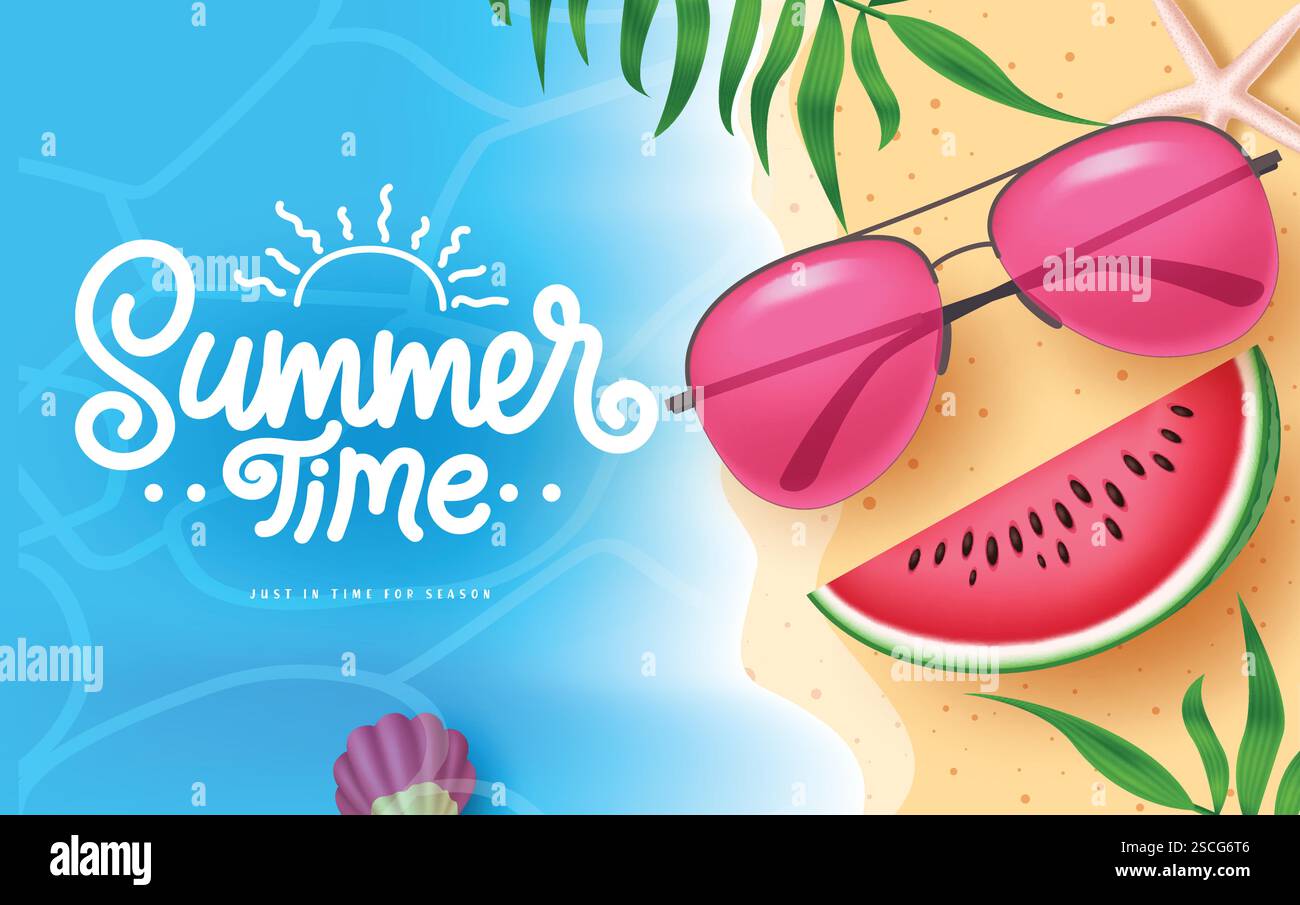 Summer time clipart design. Summer time text with sunglasses and ...
