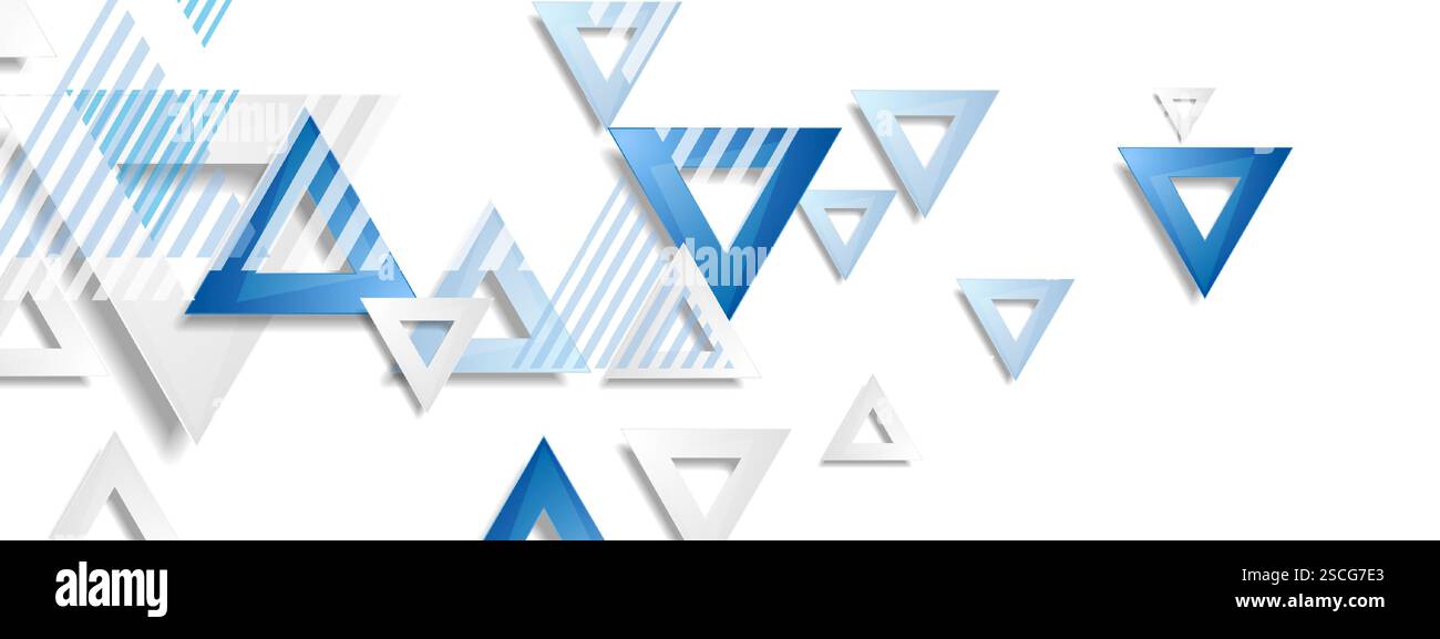 Hi-tech geometric banner design with paper blue and grey triangles ...
