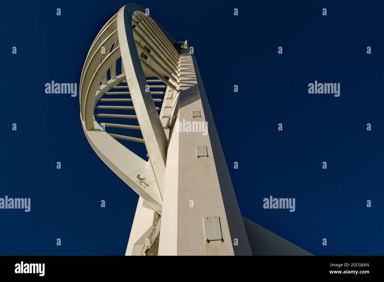 Spinnaker Tower - Vertical View from the Right. Dark Blue clear ...