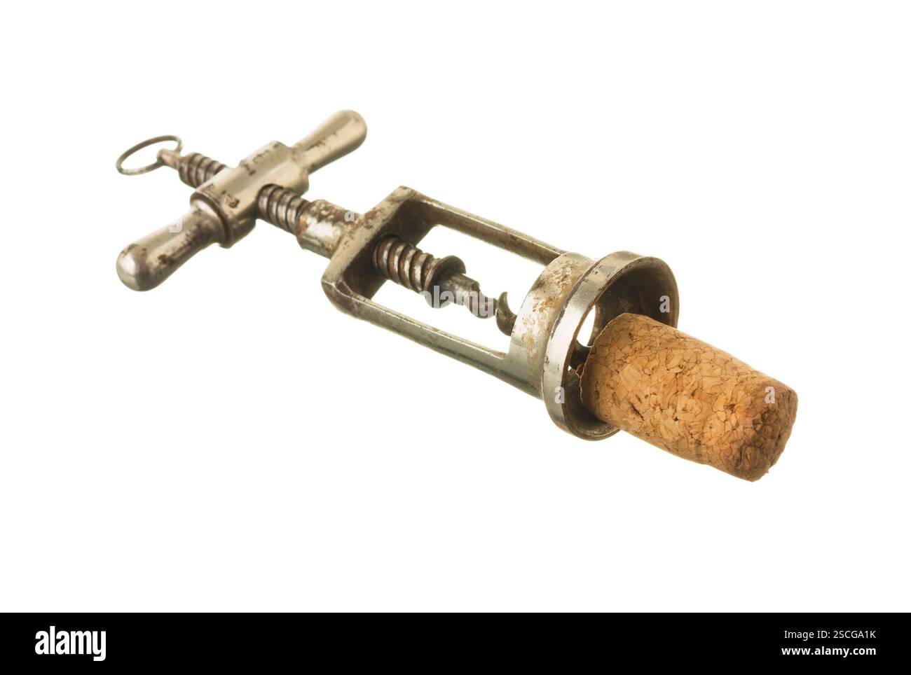 Vintage corkscrew isolated on white background Stock Photo - Alamy