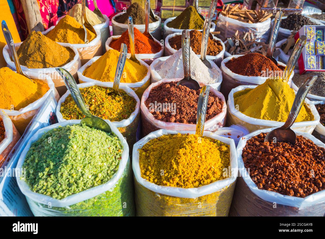Sale of spices in the markets of Goa and other states of India Stock ...