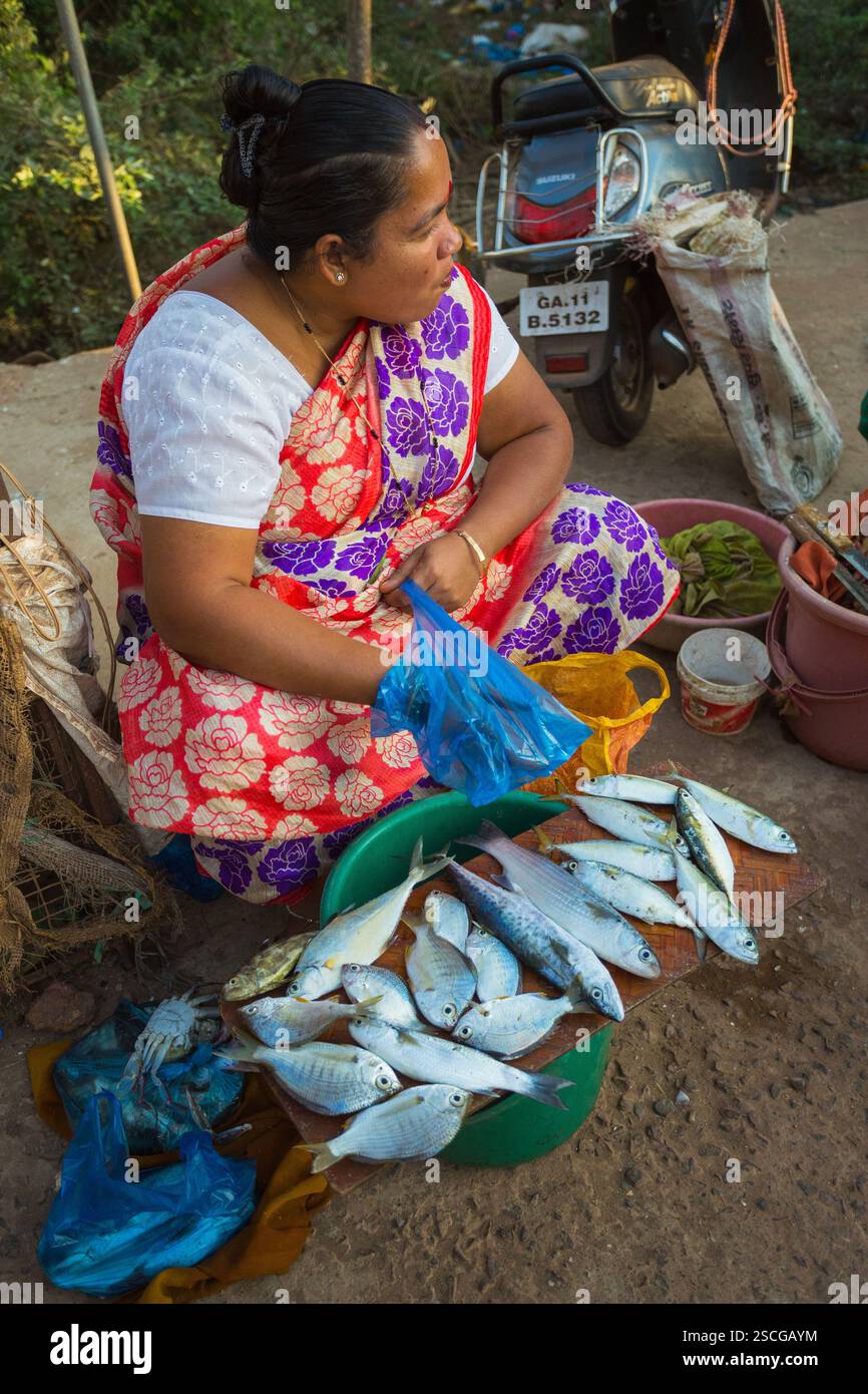 India, Goa, 17 March 2017. Fish and other seafood in the markets of Goa ...