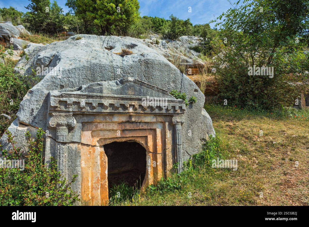 Ancient antique burial in the rocks in Demre. Turkey Stock Photo - Alamy