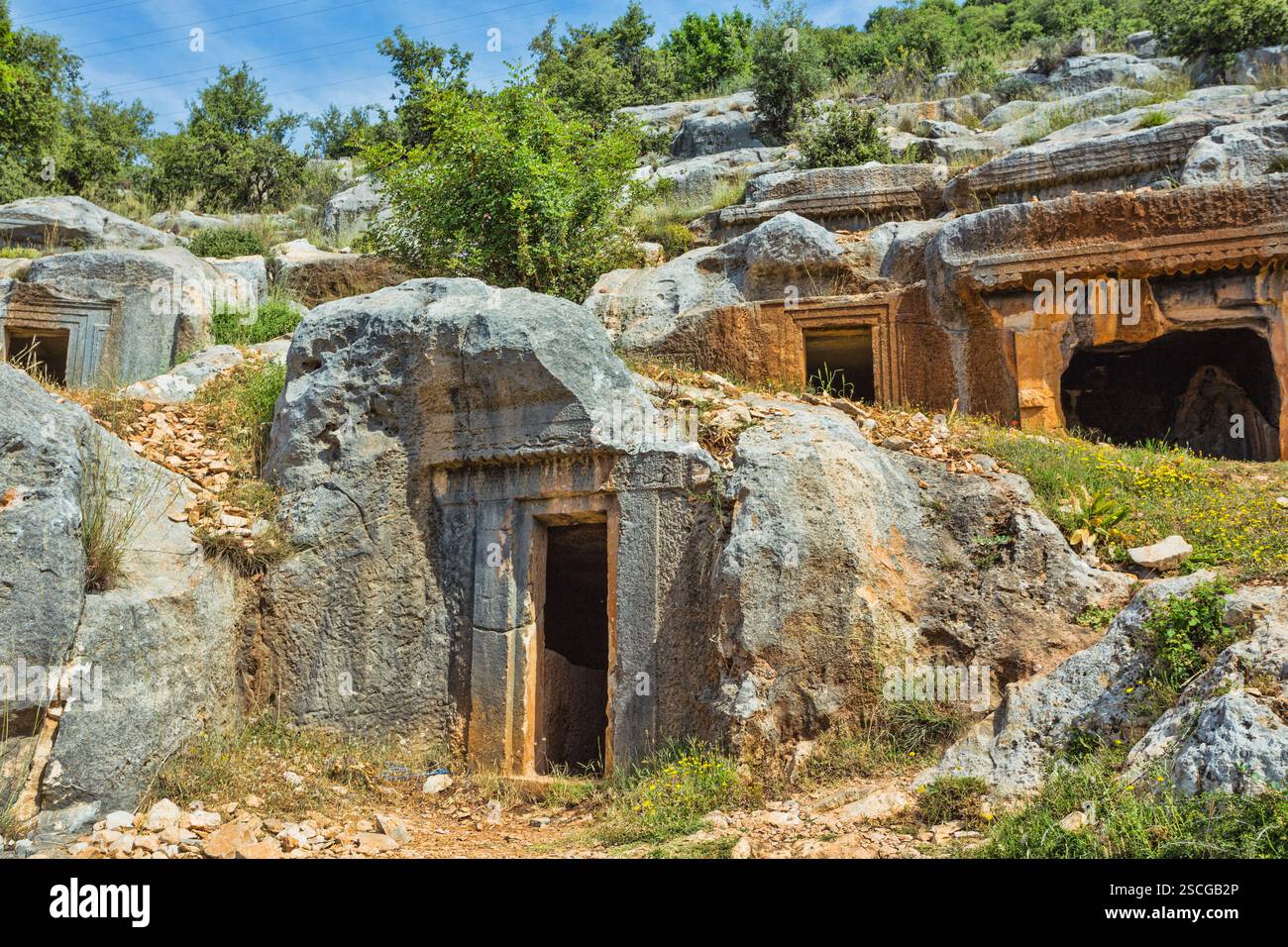 Ancient antique burial in the rocks in Demre. Turkey Stock Photo - Alamy