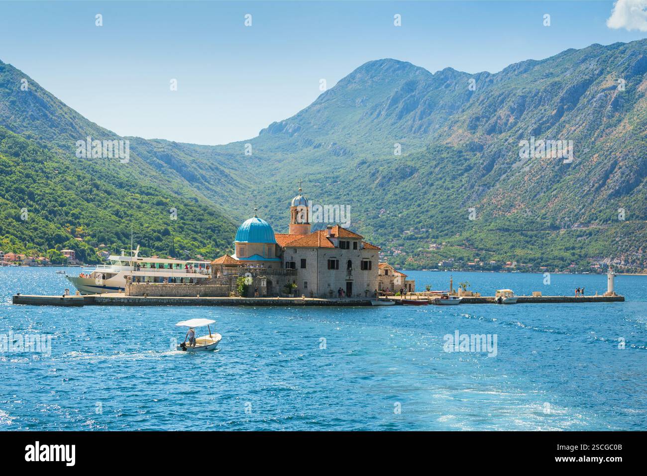 Our Lady of the Rocks monastery Perast Bay of Kotor. Montenegro Stock ...