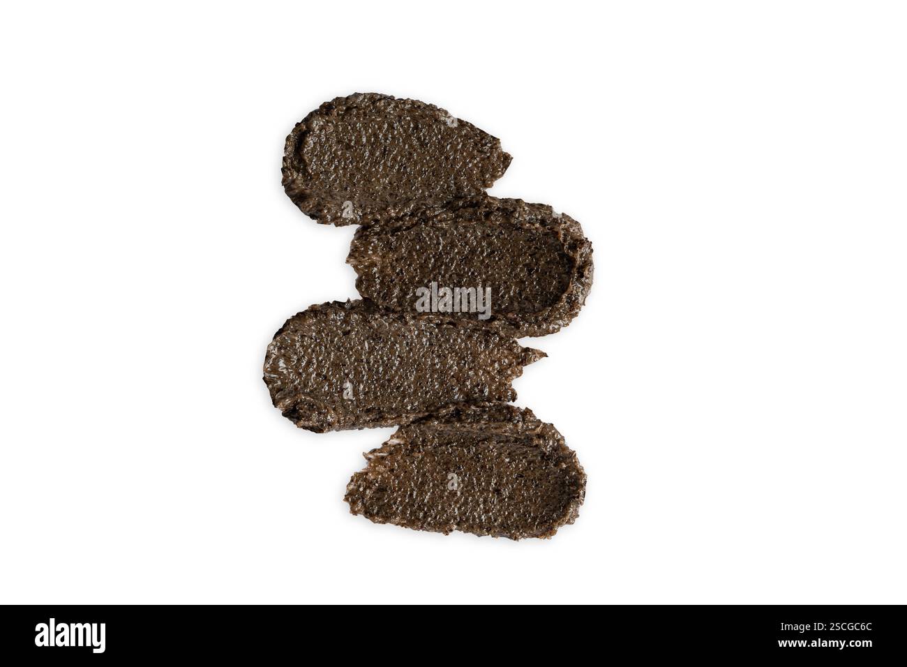 A row of brown swatches of the coffee body scrub. Skincare cosmetic ...