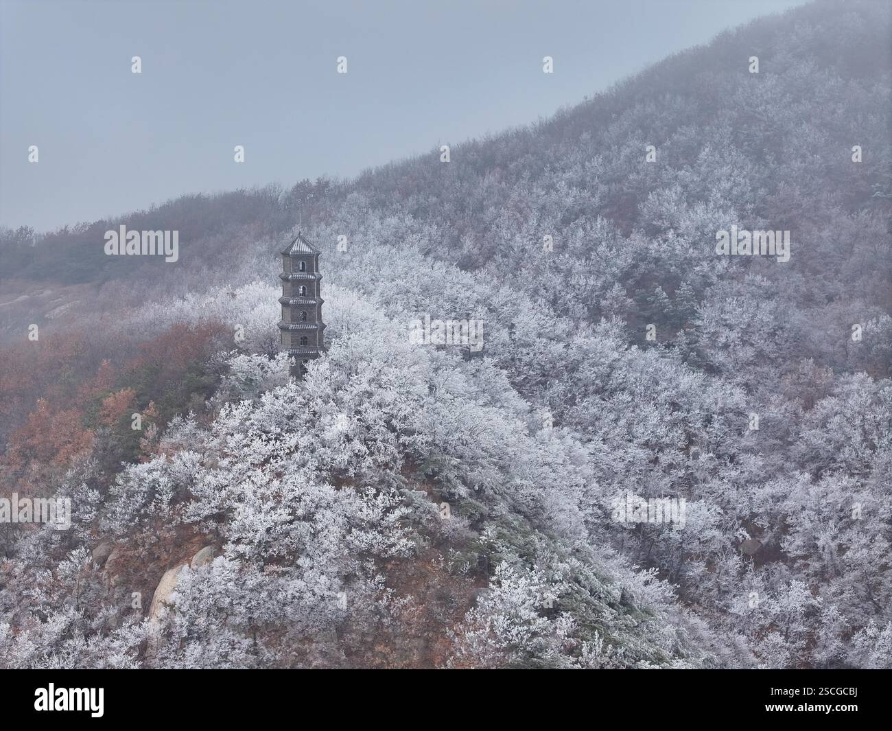 Aerial photo shows the rime scenery in Rizhao City, east China's ...
