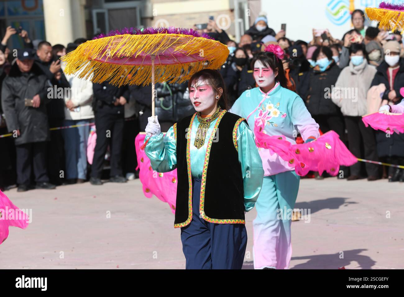 Folk artists perform in Shehuo, a collection of traditional folk shows ...