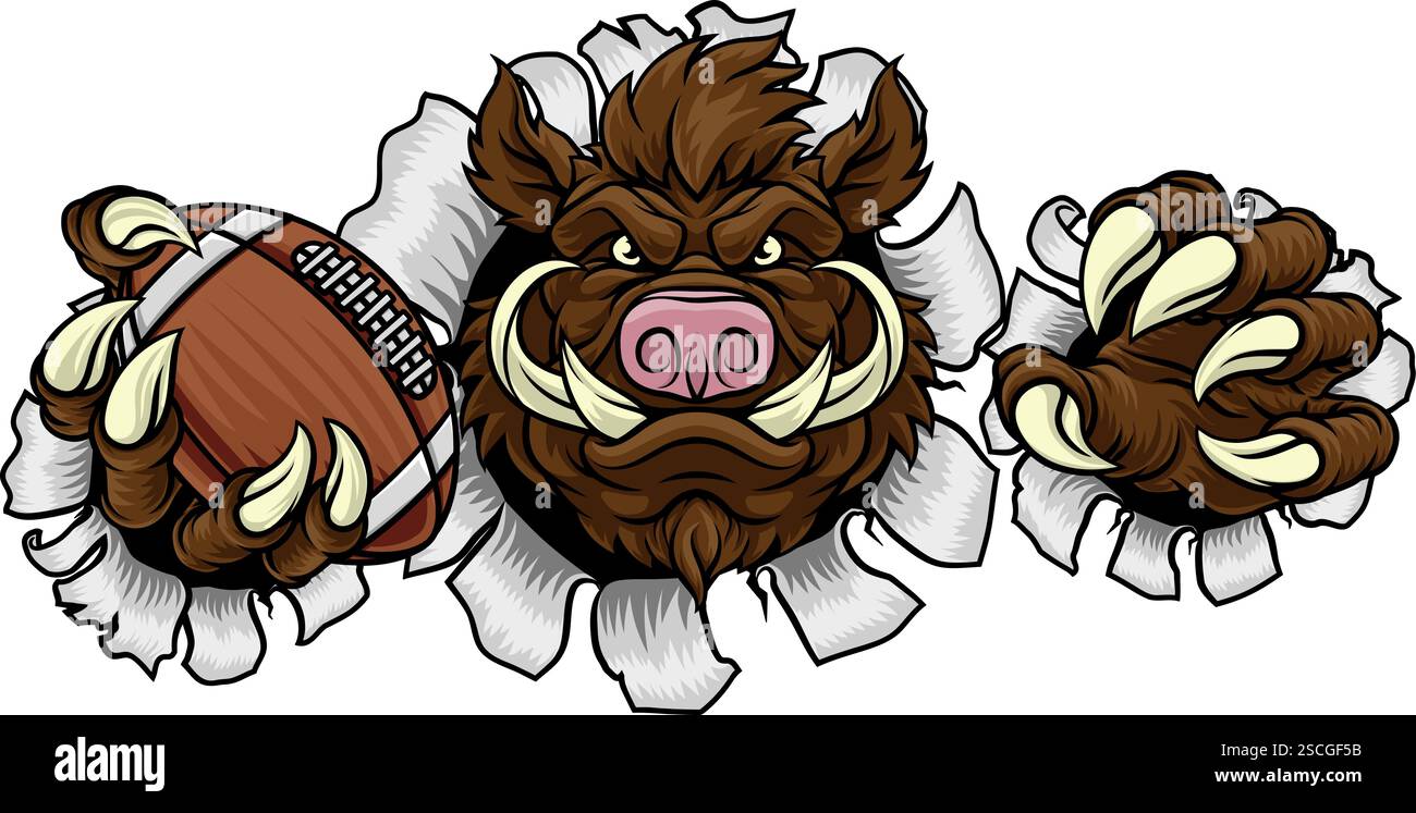 Boar Wild Hog Razorback Warthog Football Mascot Stock Vector Image ...