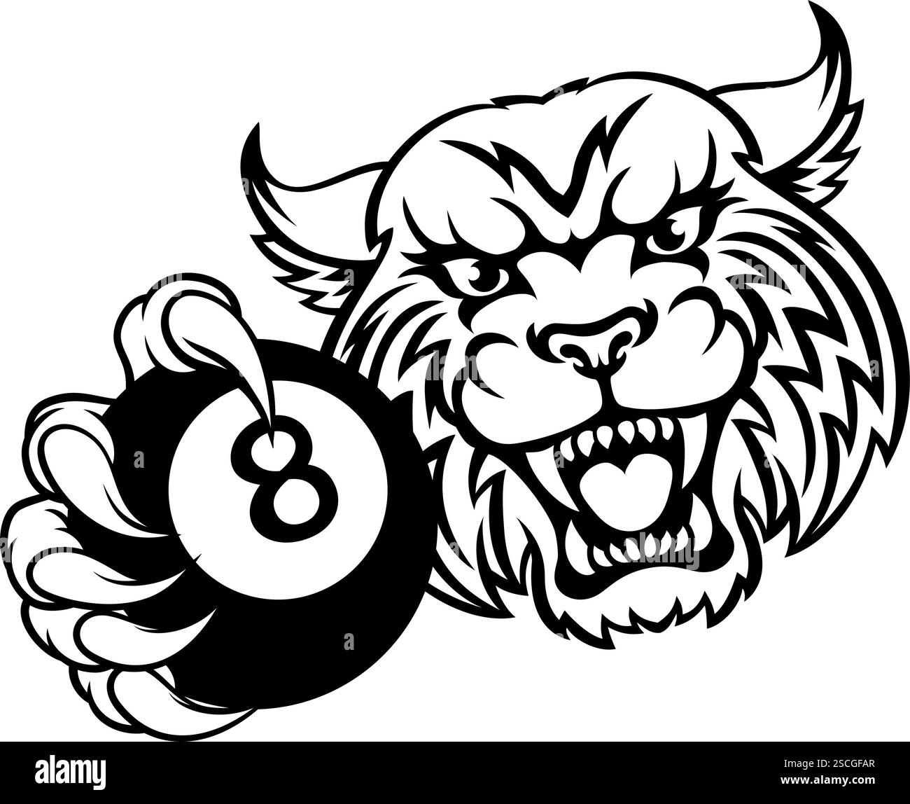 Wildcat Angry Pool 8 Ball Billiards Mascot Cartoon Stock Vector Image ...