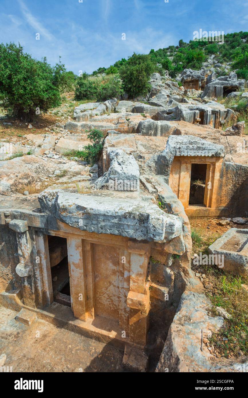 Ancient antique burial in the rocks in Demre. Turkey Stock Photo - Alamy