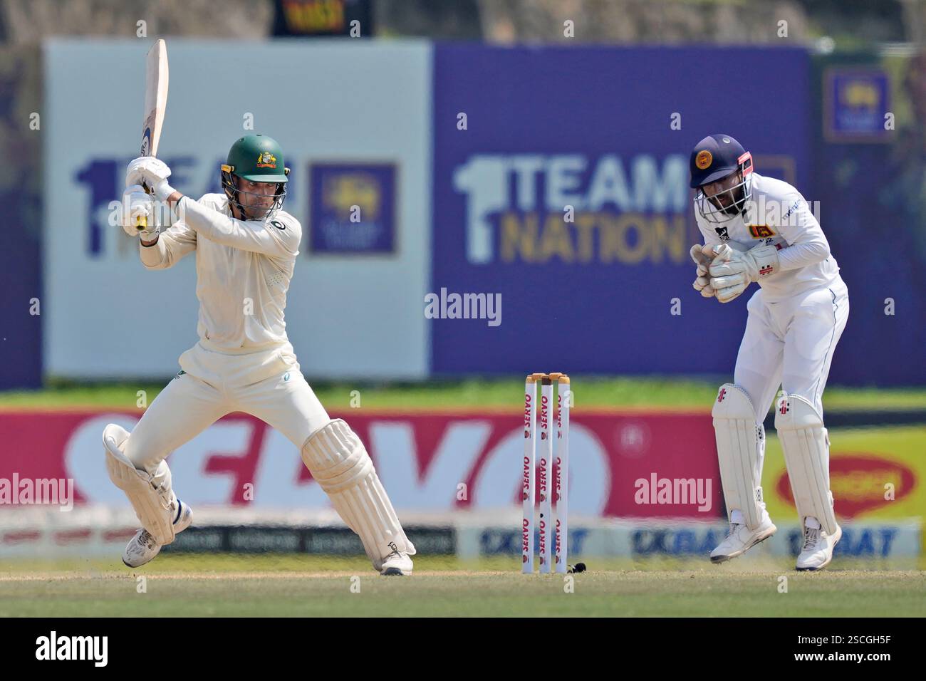 Australia's Alex Carey plays a shot during day two of the second test ...