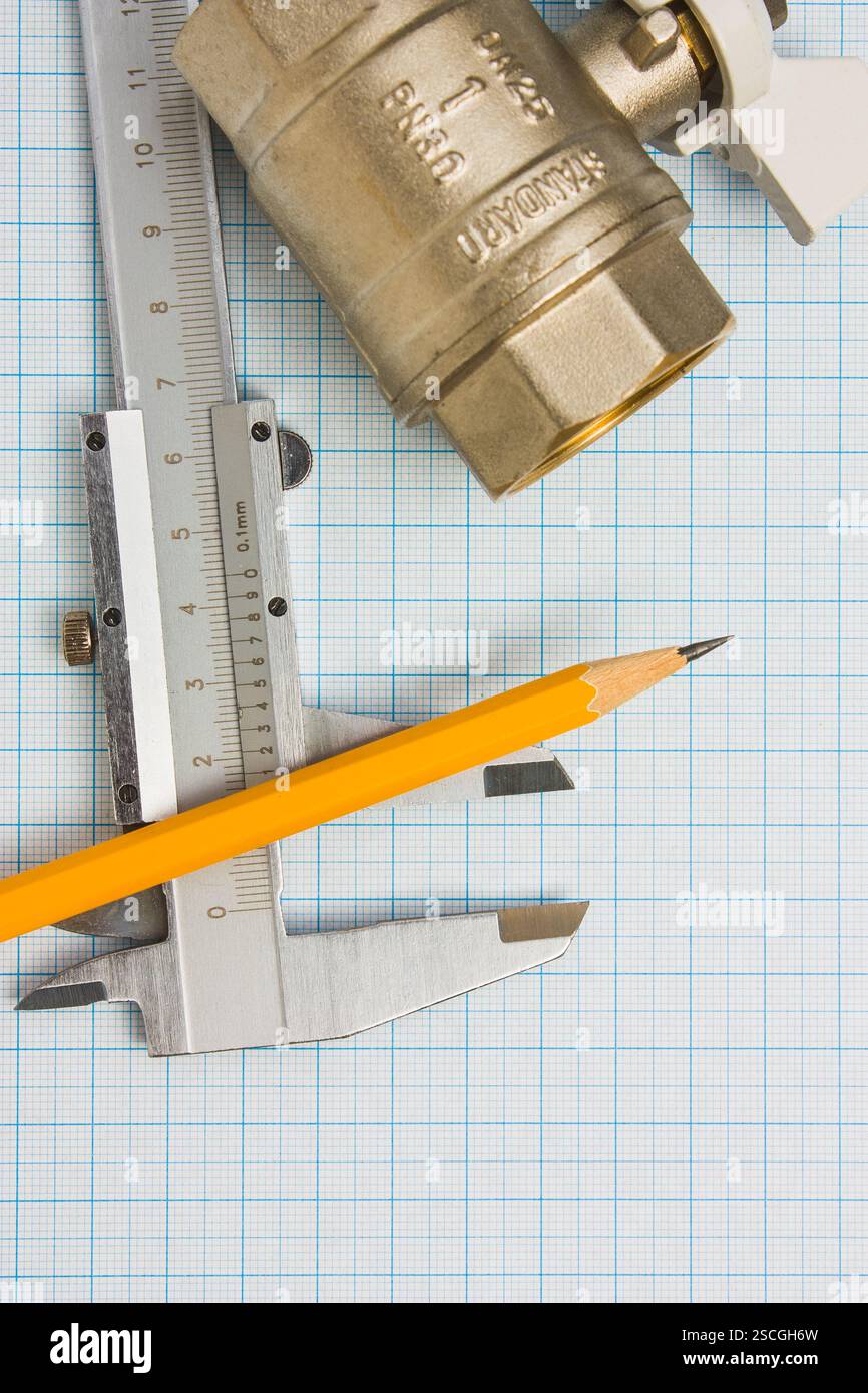 details of the pipeline on the graph paper Stock Photo - Alamy