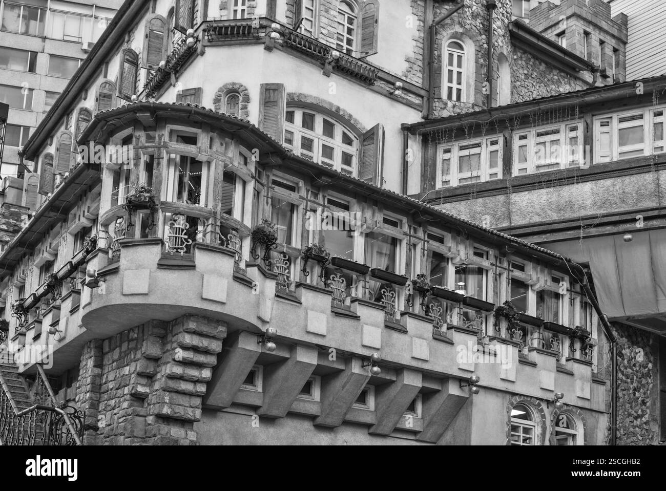 Exterior front facade old Black and White Stock Photos & Images - Alamy