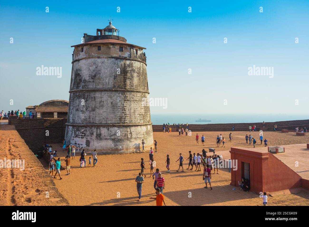 CANDOLIM, GOA, INDIA - 4 MARCH 2017: Ancient Fort Aguada and lighthouse ...