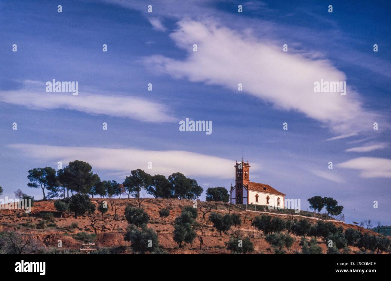 Ermita de San Anton at the top of the hill, Fiñana, Almería, Andalusia ...