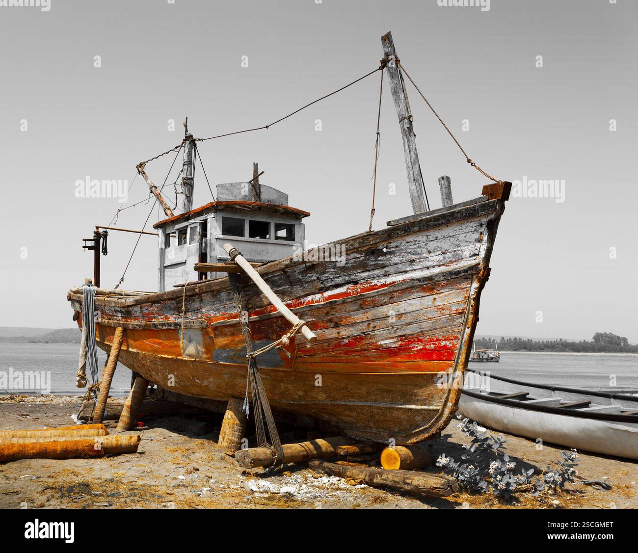 Old wrecked ship on the seashore Stock Photo - Alamy