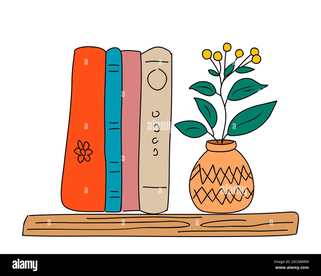 Bookshelf in library interior Stock Vector Images - Alamy