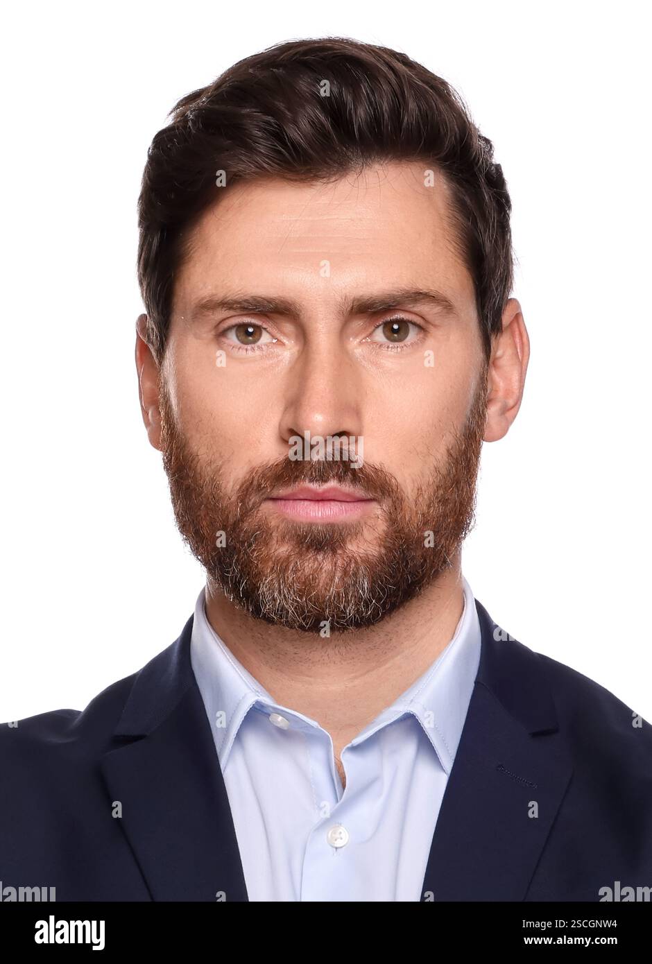 Passport photo. Portrait of man on white background Stock Photo - Alamy