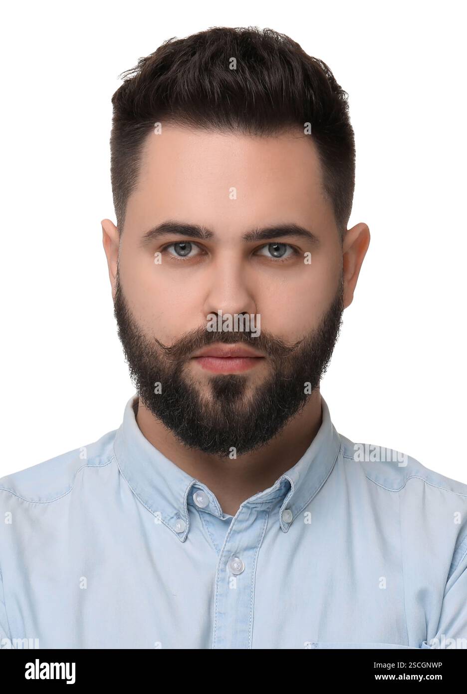 Passport photo. Portrait of man on white background Stock Photo - Alamy