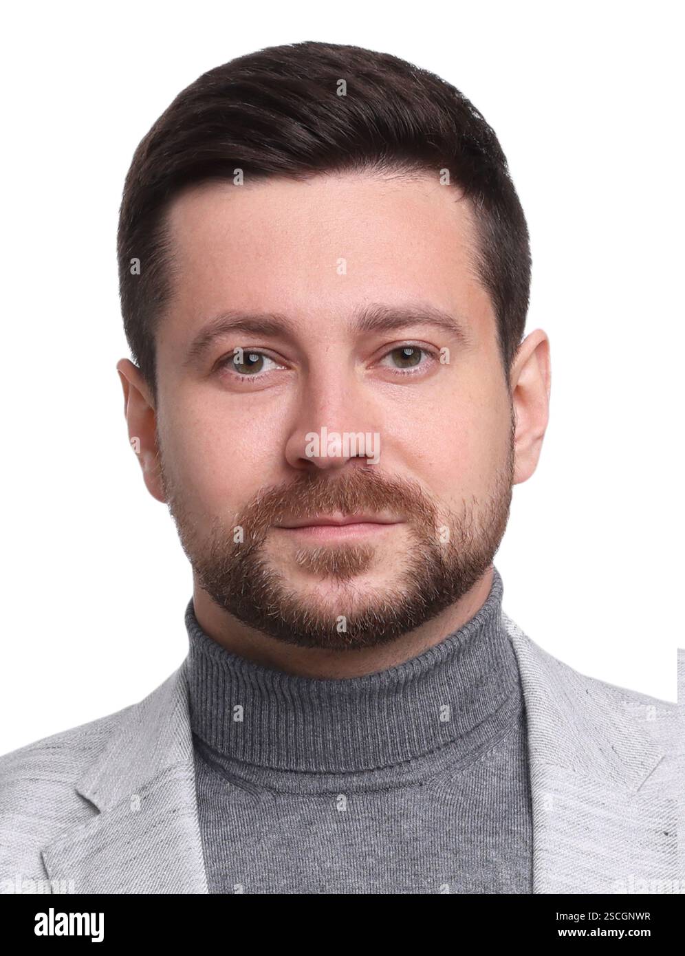Passport photo. Portrait of man on white background Stock Photo - Alamy